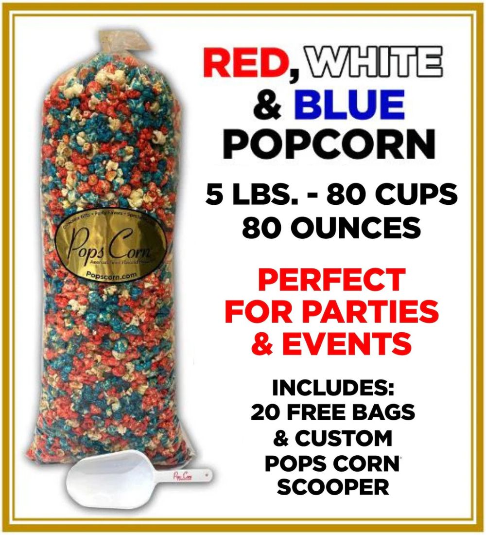 Gourmet Bulk Red, White and Blue Popcorn Party Bag | Pops Corn