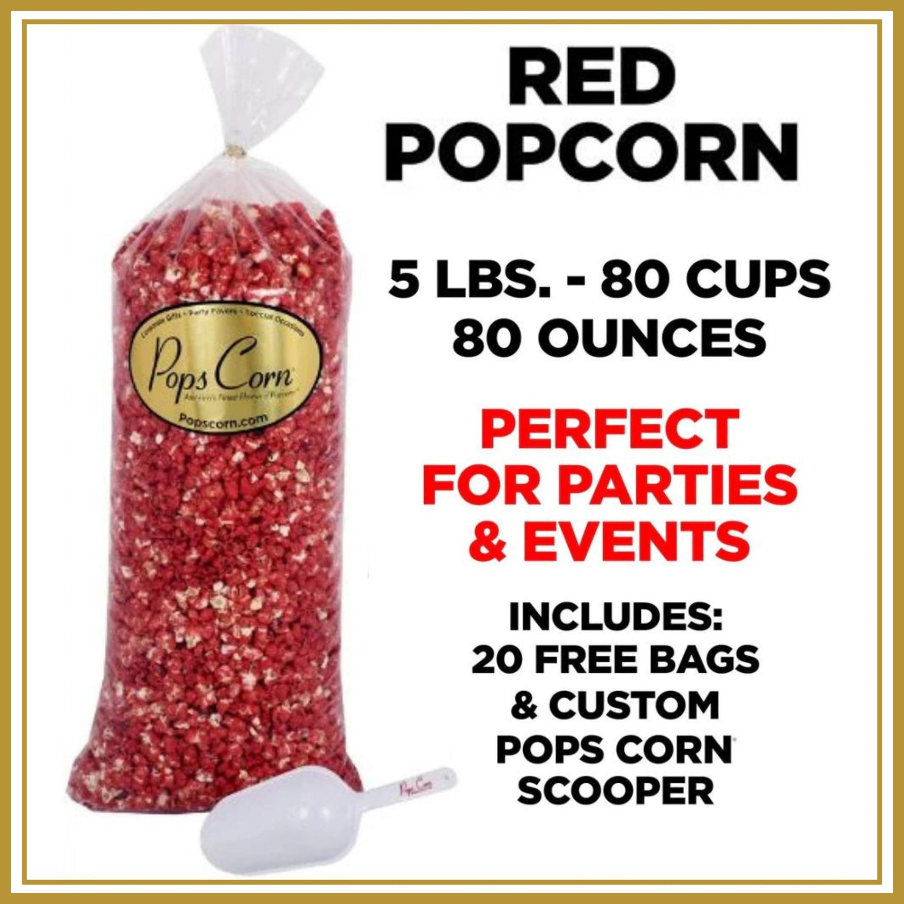 Gourmet Bulk Red Popcorn Party Bag | 5lbs | Popscorn 🍓 – Pops Corn