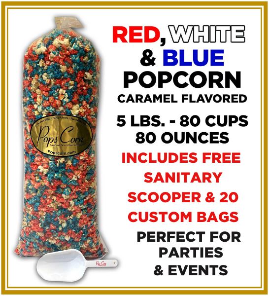 Gourmet Bulk Red, White and Blue Popcorn Party Bag | Pops Corn