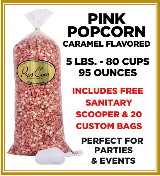 Bulk Pink Breast Cancer Awareness Popcorn Party Bag | 5lbs | Pops Corn